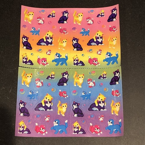 Vintage Lisa Frank Colorful Kittens And Cats With Bubbles Sticker Sheet ...