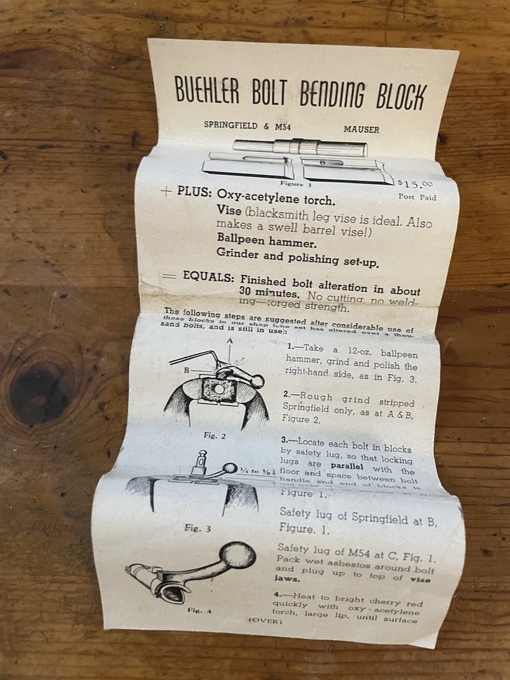 Vintage Buehler Bolt bending block for Springfield- M54 -Mauser #21015 ...