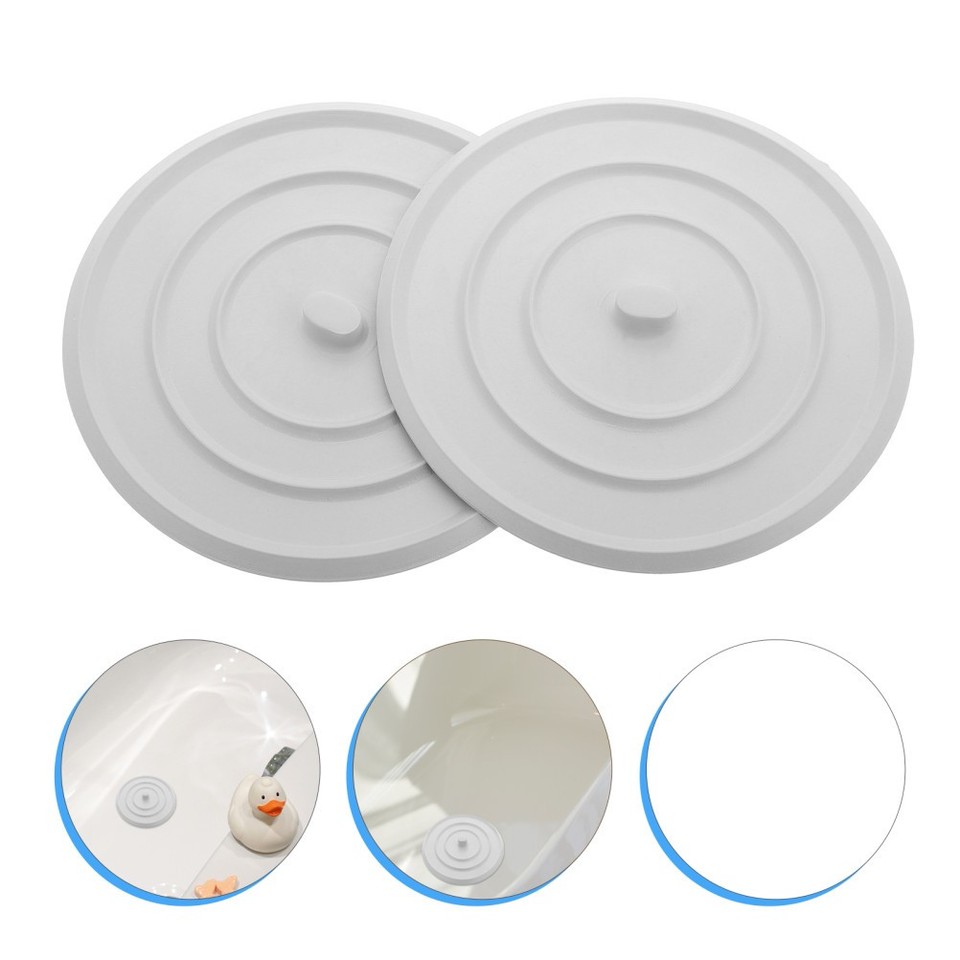 2 Pcs Rubber Drain Insert Flat Cover Bathroom Sink Stopper Bathtub ...