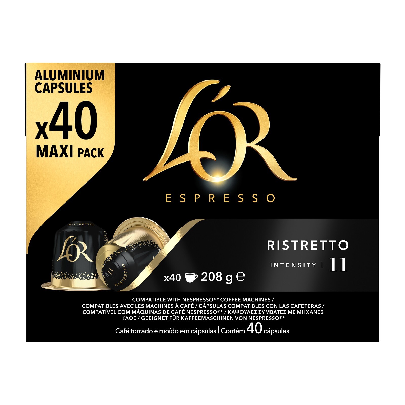 L'OR 200 Nespresso* Compatible Capsules Ristretto (5 Packs, 200 Coffee ...