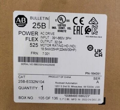 25B-E032N104 /A New Factory Sealed Allen-Bradley Powerflex 525 Fast ...