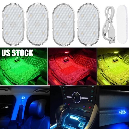 4Pcs Touch Sensor LED Light Car Interior Wireless Ambient Neon USB ...