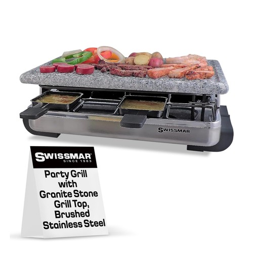 Swissmar Stelvio Raclette Party Grill with Granite Stone Non-Stick ...
