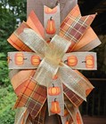 Handmade Fall Autumn Pumpkin Bow for Wreath Front Door Mailbox Lamp ...