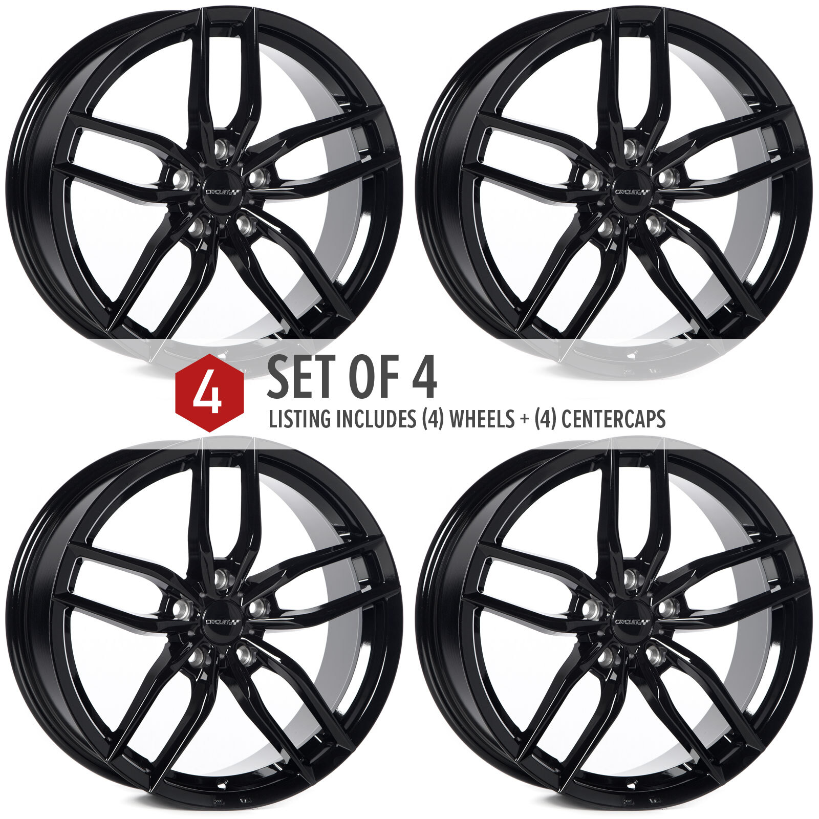 CIRCUIT PERFORMANCE CP34 18x8 5x112 +40 FULL GLOSS BLACK WHEELS (SET OF ...