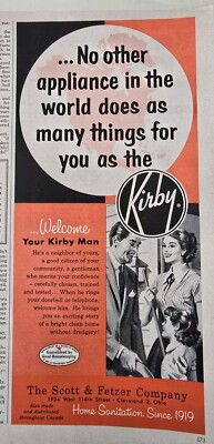 1956 Scott & Fetzer Welcome your Kirby vacuum cleaner man vintage ad | eBay