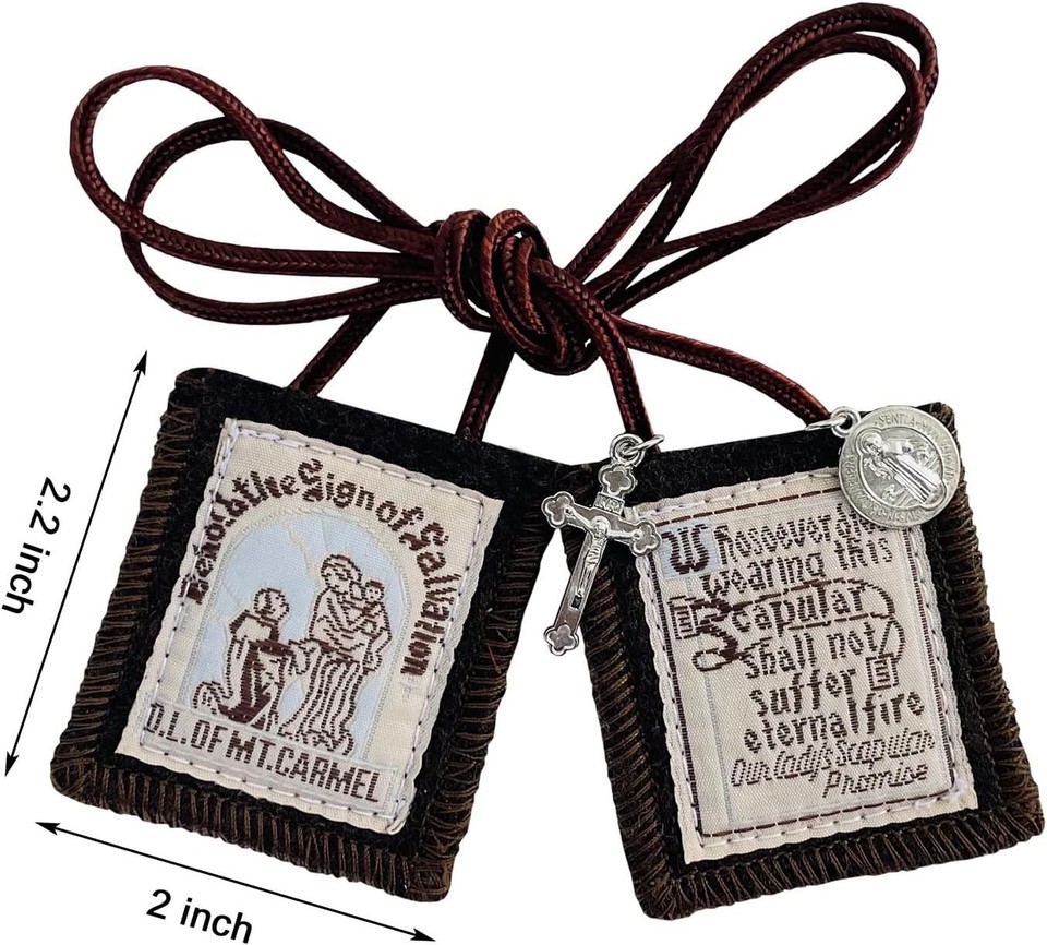 Scapulars Catholic, 3 Pack Bulk Brown Scapular Of Our Lady Of Mount ...