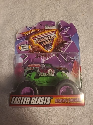 Monster Jam Grave Digger Easter Beast & Collectors Book With Digger And ...