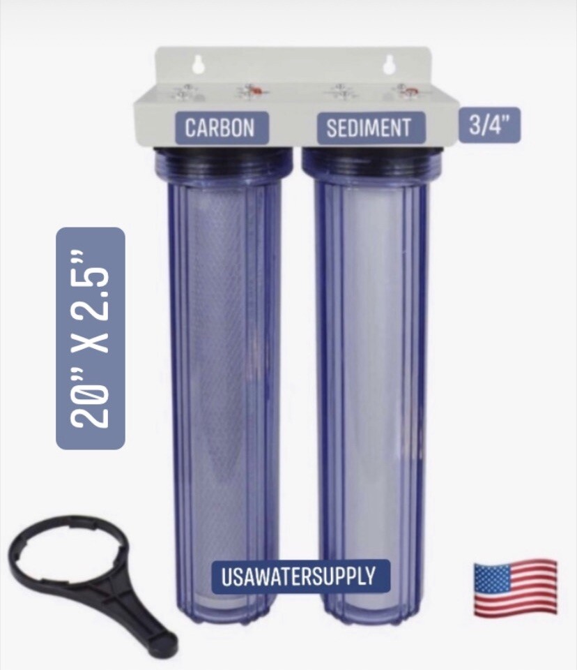 High Flow 2 Stage Water Filter System 20” Portable 3/4" Ports Whole ...