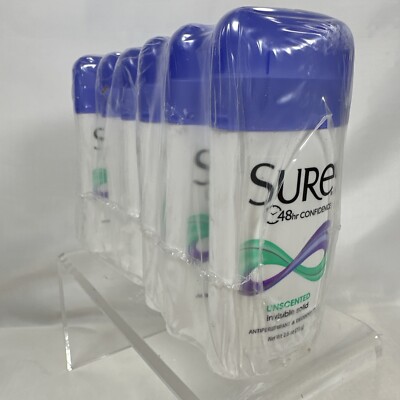 Sure Anti-Perspirant Deodorant Invisible Solid Unscented 2.6oz ( 6 pack ...