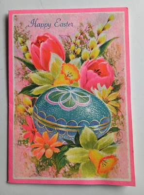 Vintage MCM Norcross Easter Card Bright Colors Easter Egg and Flowers ...