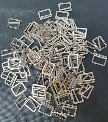 Silver Metal Sliding Bar Strap Adjuster Buckles Slider Glides Pin ...