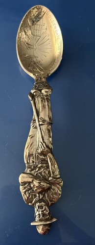 1909 Sterling Silver Souvenir Spoon "Struck It At Last" Mining Miner ...
