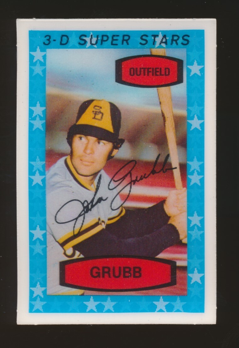 1975 Kellogg's 3D Baseball -#43 JOHNNY GRUBB (Padres) *NICE Crack Free ...