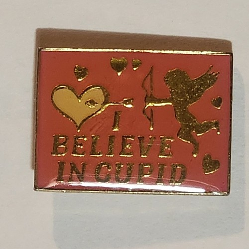 Cupid Dark Pink Pinback I Believe In Cupid Enamel Gold Tone Lapel Pin ...