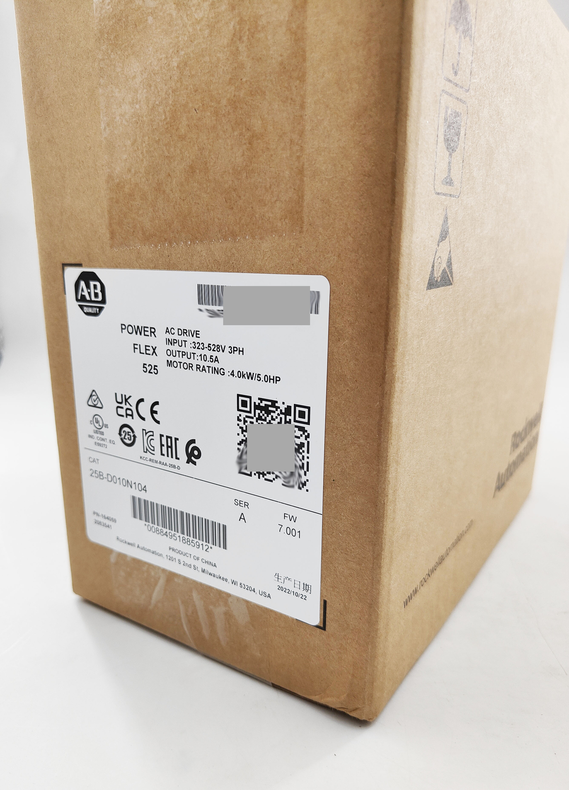 Allen Bradley 25B-D010N104 /A Powerflex 525 AC Drive 5HP 4.0KW ...