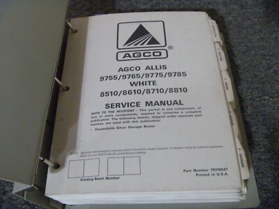 Agco Allis 9755 9765 9775 9785 Tractor Shop Service Repair Manual PN ...