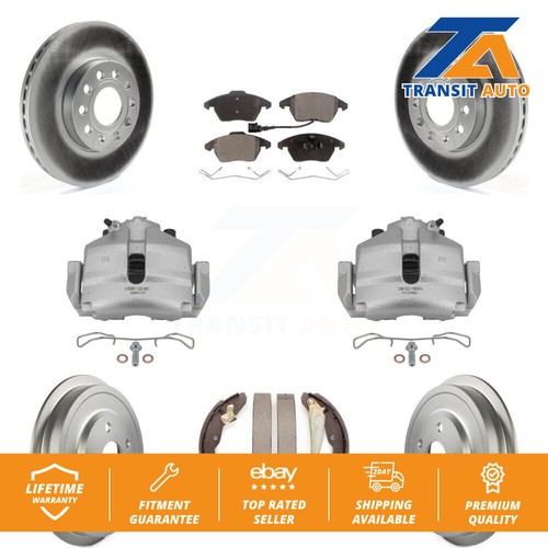 Front Rear Brake Caliper Coated Rotors Drum Ceramic Pad Kit (8Pc) For ...