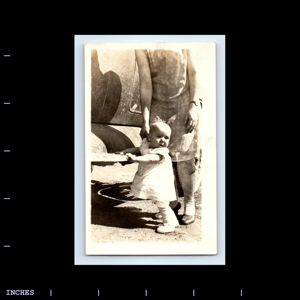 Old Vintage Photo BAD CROP HEADLESS WOMAN AND TODDLER BY CLASSIC CAR ...