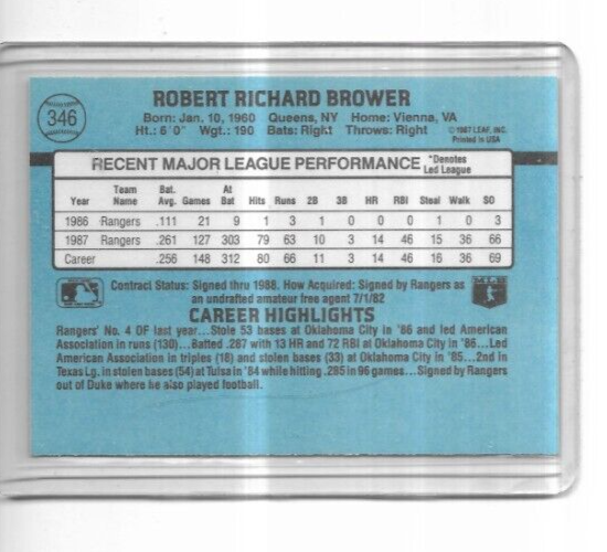 1988 Donruss #346 Bob Brower Texas Rangers | eBay