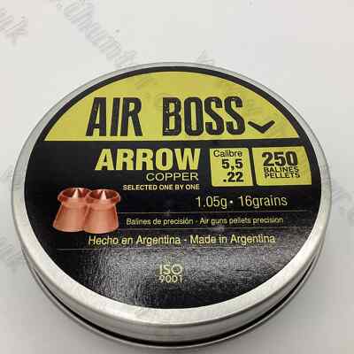 Air Boss Arrow – SAMPLE – Copper Plated Pellets – .22/5.5mm PK50 Free P ...