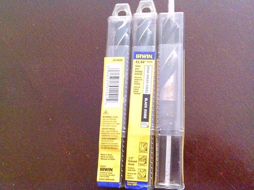 THREE !! Irwin 41/64" HSS 1/2" Reduced Shank Drill Bits 91141 | eBay