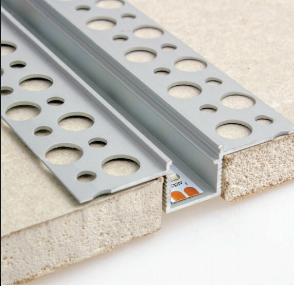 12M Emco Aluminium Plaster In Strip Profile Recessed PVC Cover Rail LED ...