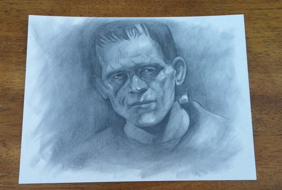 Realistic Portrait Drawing of Frankenstein's Monster - Original Artwork ...