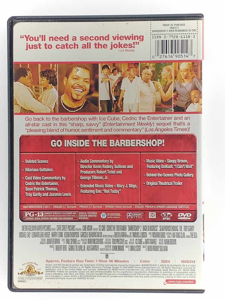 Barbershop 2: Back in Business (DVD, 2004, Special Edition) 27616905147 ...