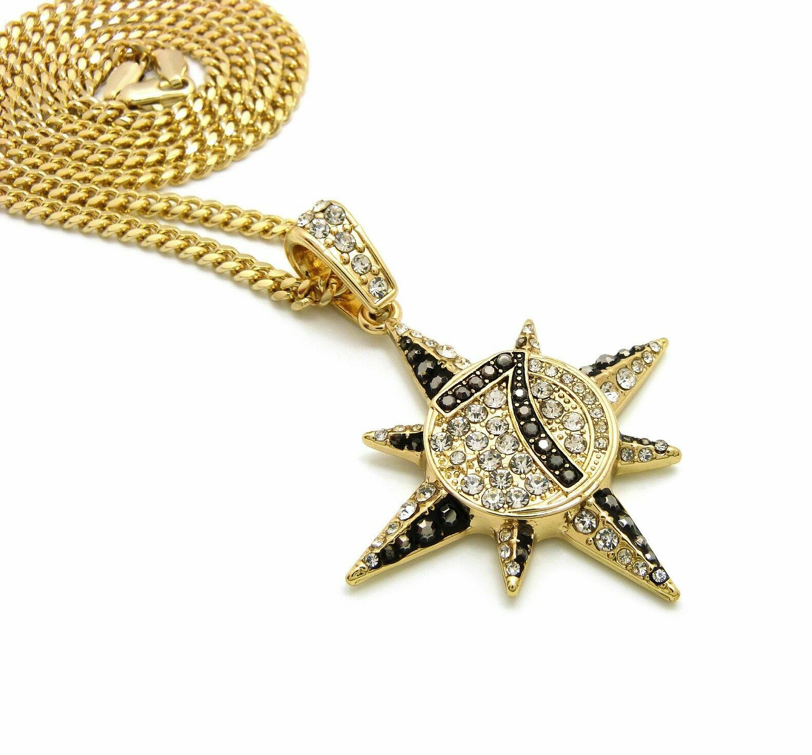 HIP HOP 5 PERCENTER 7 STAR PENDANT & 24" BOX CUBAN ROPE CHAIN HIP HOP ...