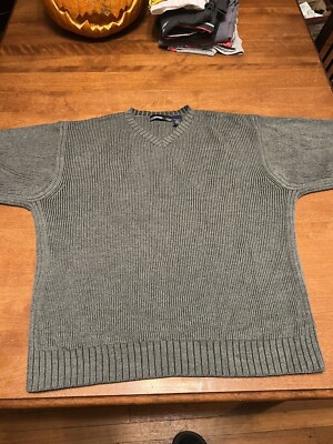 Exg Extreme Men's Size L Gray Ribbed Pullover V-Neck Long Sleeve ...