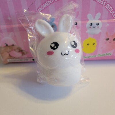 White Bunny Rabbit Squeeze Fidget Squish Relax Stress Relief Toy New ...