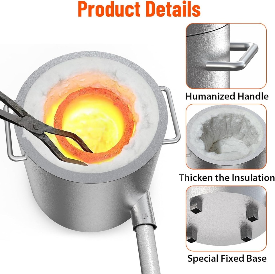 6KG Propane Melting Furnace Kiln Kit Smelt Scrap Metal Gold Silver ...