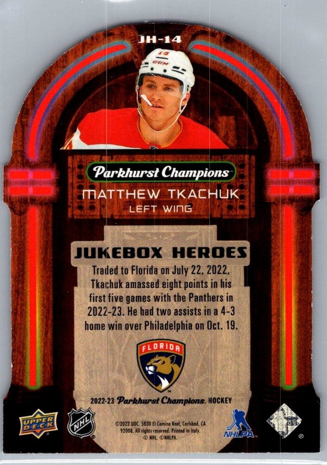 2022-23 Parkhurst Champions Matthew Tkachuk Jukebox Heroes #JH-14 ...