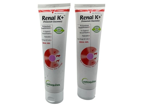 Lot 2x Vetoquinol Renal K+ Potassium Gluconate Oral Gel For Dogs & Cats ...