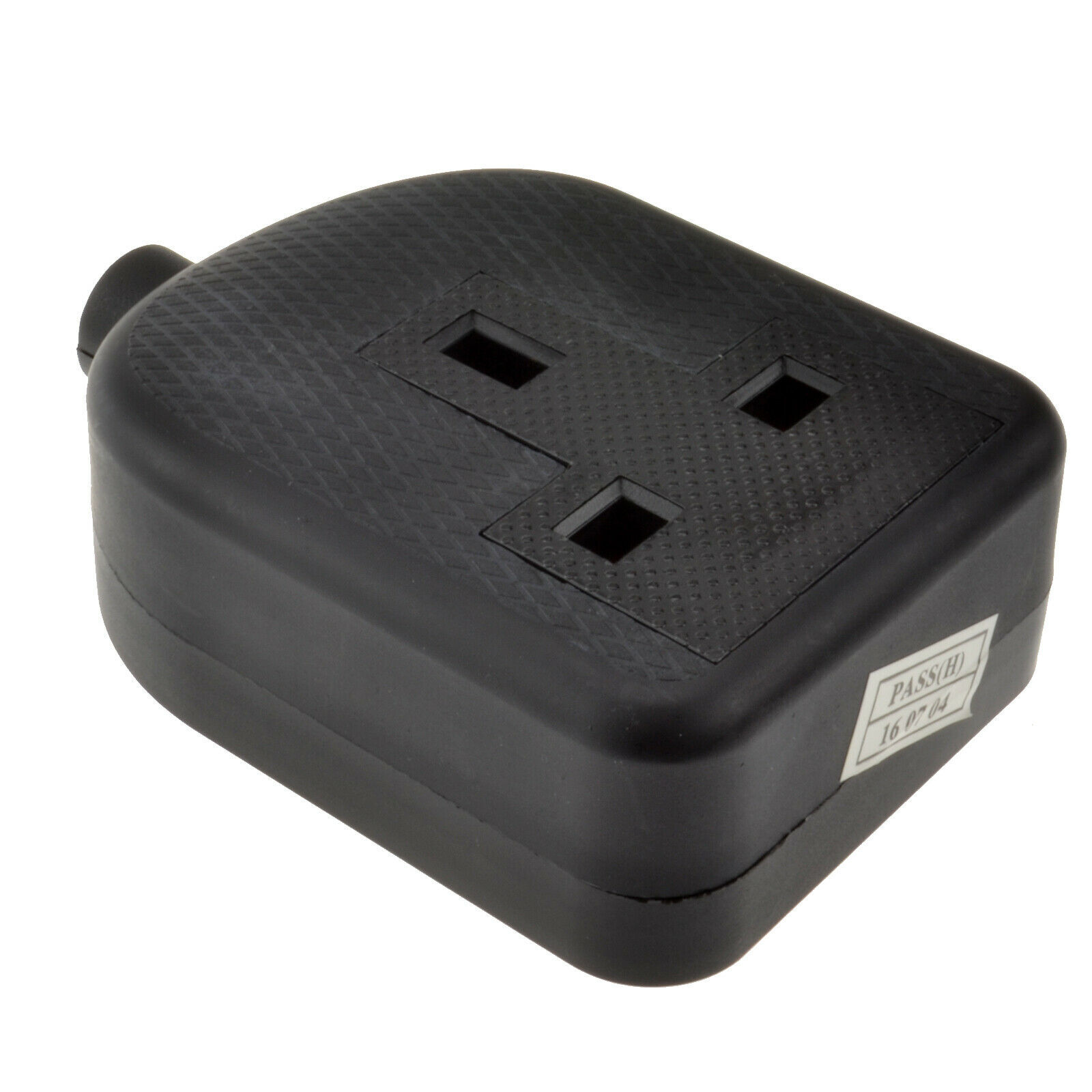 Single Gang UK 13A 250V Black Rubber Extension Socket for Mains Power ...