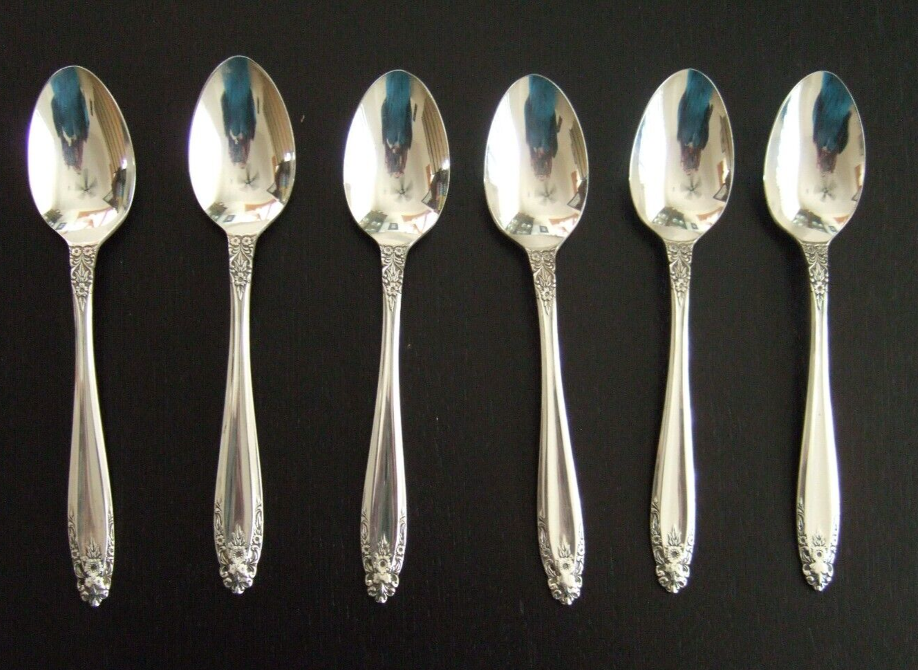 SET OF 6 DEMITASSE SPOONS ELDAN ELD15 PRELUDE PATTERN NICKEL SILVER ...