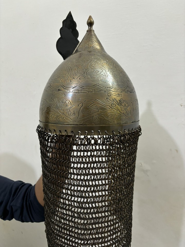 Indo-Persian Islamic Helmet 18 Gage Steel Armor Helmet With Chain Mail ...