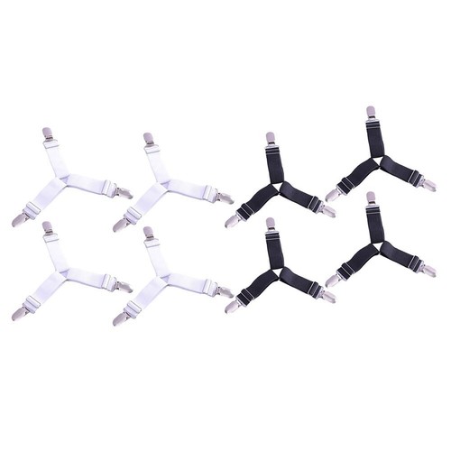 Durable Sheet Clips Metal+elastic Band Triangle Adjustable Length Black ...