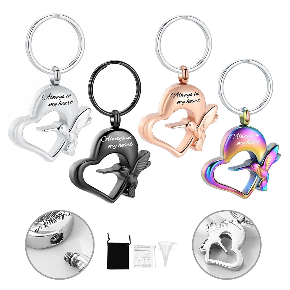 Hummingbird Cremation Keychain Ashes Holder Urn Locket Stainless Steel ...