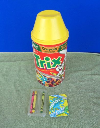1993 General Mills Series 15 Trix Cereal Container w/ Crayola Crayons ...