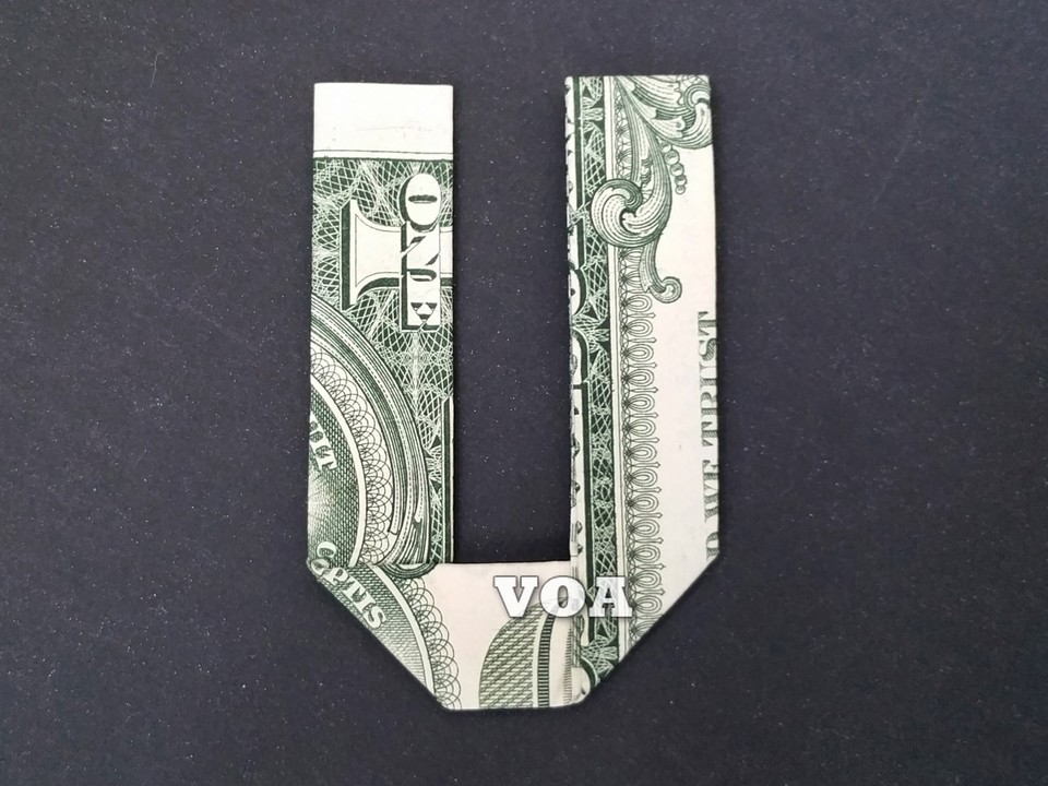 MONEY ORIGAMI LETTERS Made with REAL TWO Dollar Bill Cash Currency ...