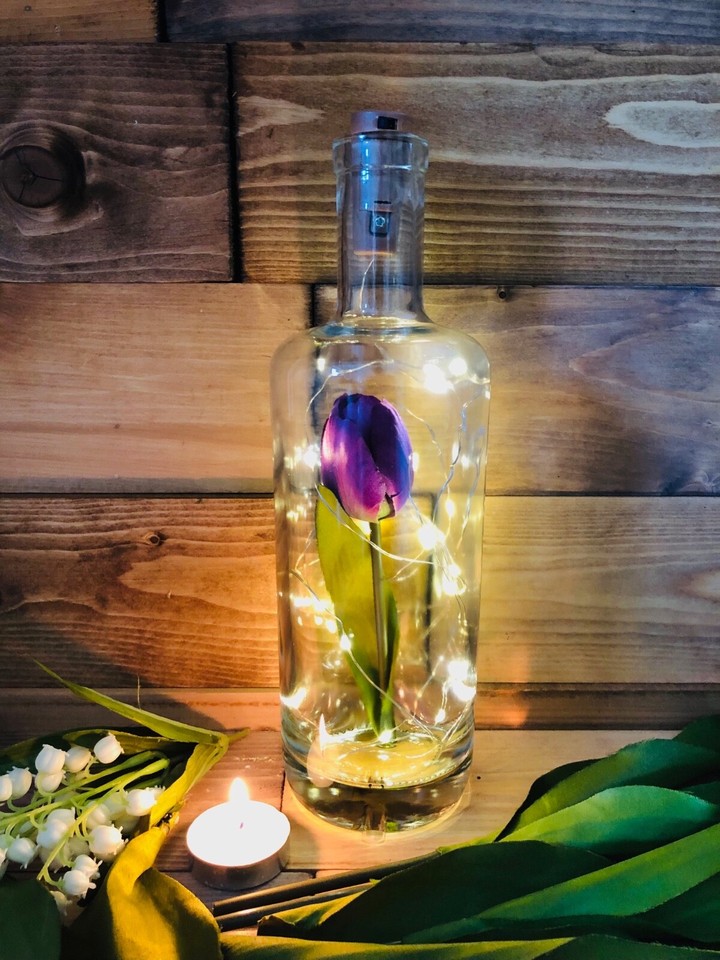 Glass Lily Tulip Flower Party Gift Lantern LED Wedding Table ...