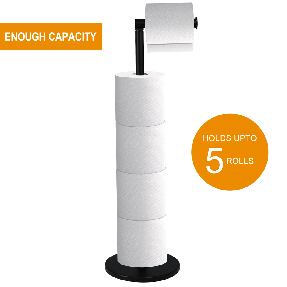 Toilet Roll Holder Free Standing Toilet Paper Holder Stand 5 Loo Rolls ...