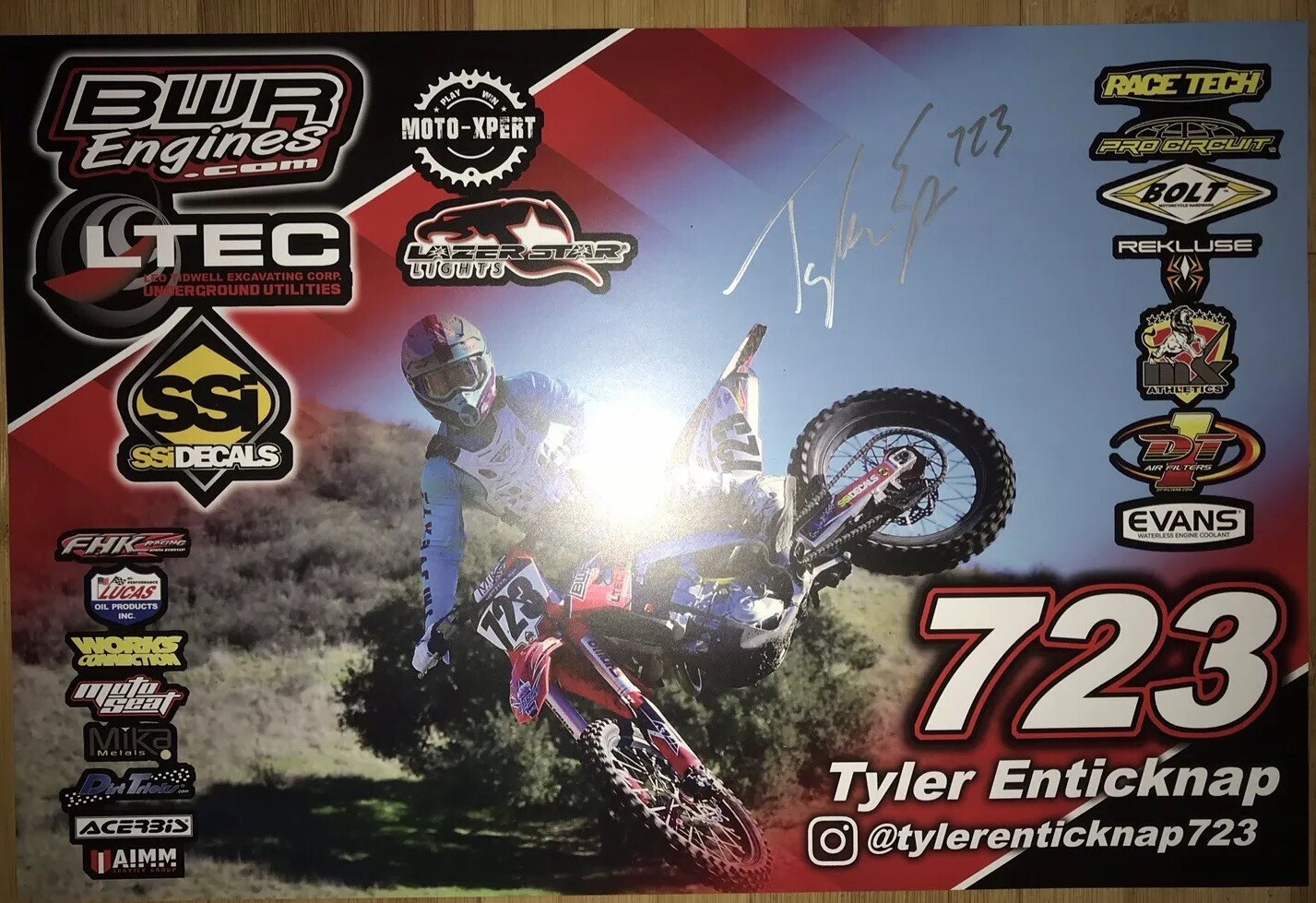 SIGNED 2019 TYLER ENTICKNAP "BWR ENGINES" #723 MONSTER ENERGY ...