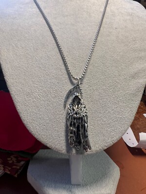 Stainless Steel Headless Grim Reaper Skull Pendant Necklace Scythe ...