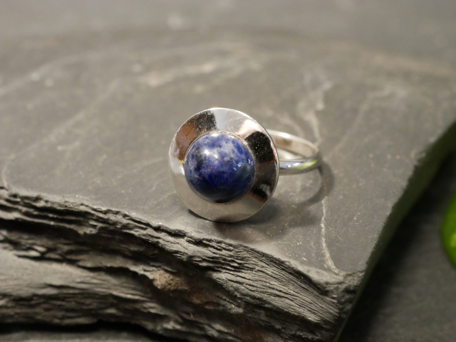 935 Silber Ring Sien Blau Marmoriert Halb Kugel Solitär Space Age 70 er ...