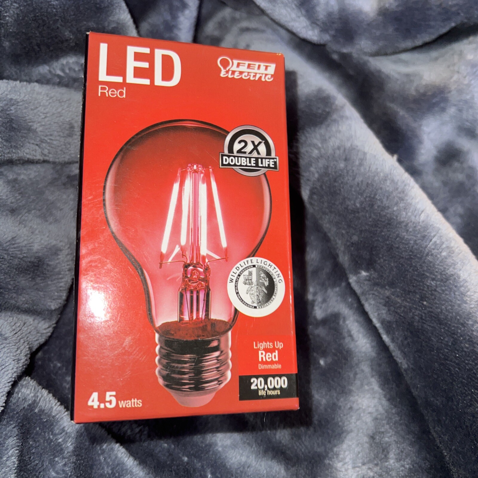 Feit Clear Glass Holiday Christmas ~ Red ~ LED Dimmable Light Bulb ~ 4. ...