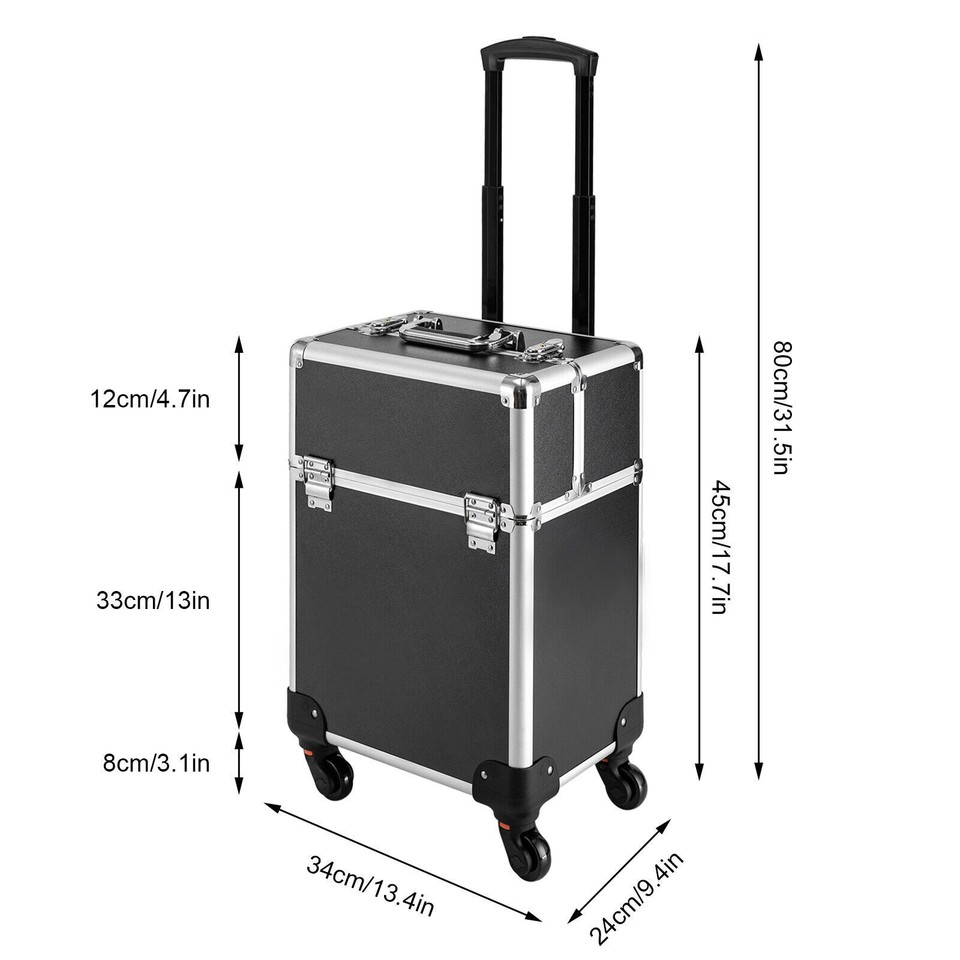 Rolling Aluminum Alloy Makeup Train Case Cosmetic Trolley Storage ...