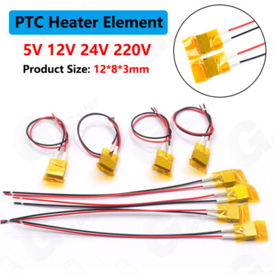 PTC Heater Element 5V 12V 24V 220V Temperature Thermostat Heating Plate ...